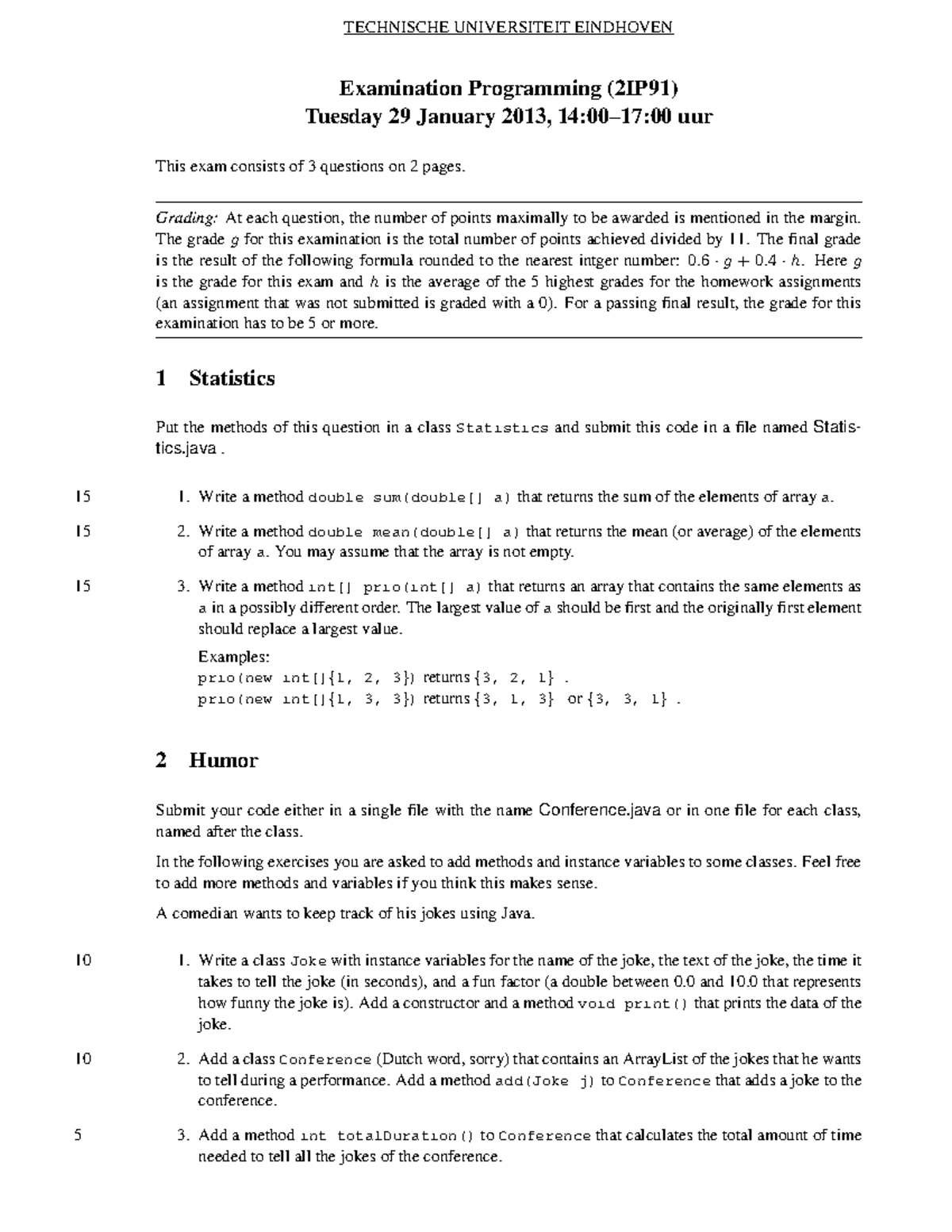 Past paper for 2IP90 - 29/02/13 paper - TECHNISCHE UNIVERSITEIT ...