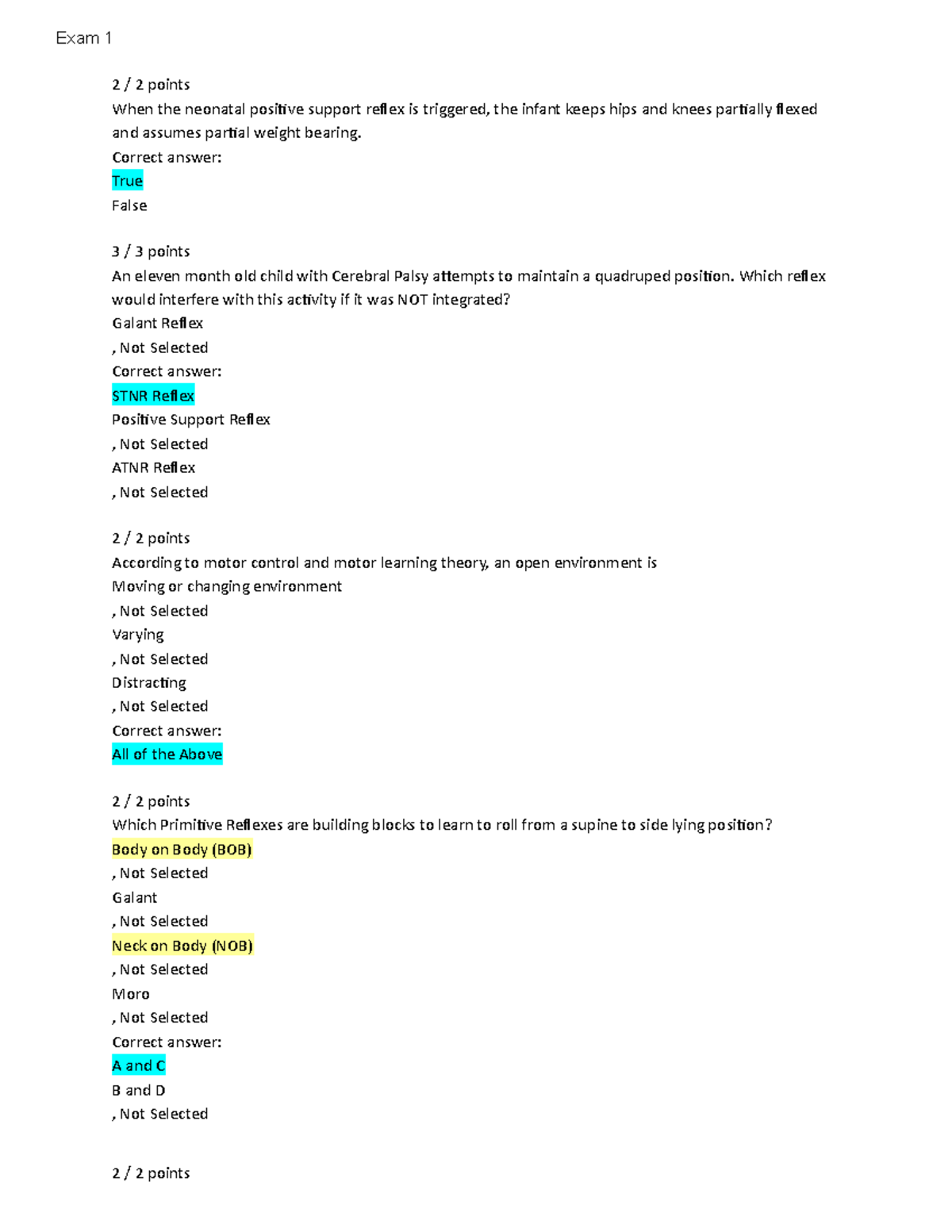 Neuro Exam 1 Qs - Questions and answers - Exam 1 2 / 2 points When the ...
