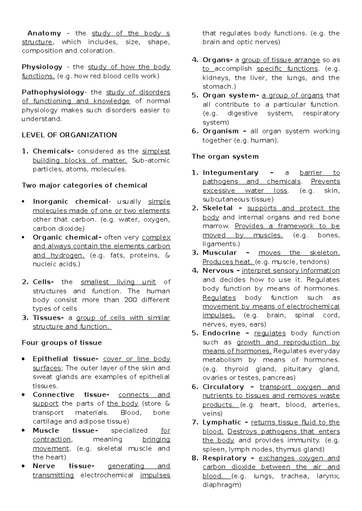 Anaphy ORIG Notes 101 - note on anatomy and physiology starting from ...