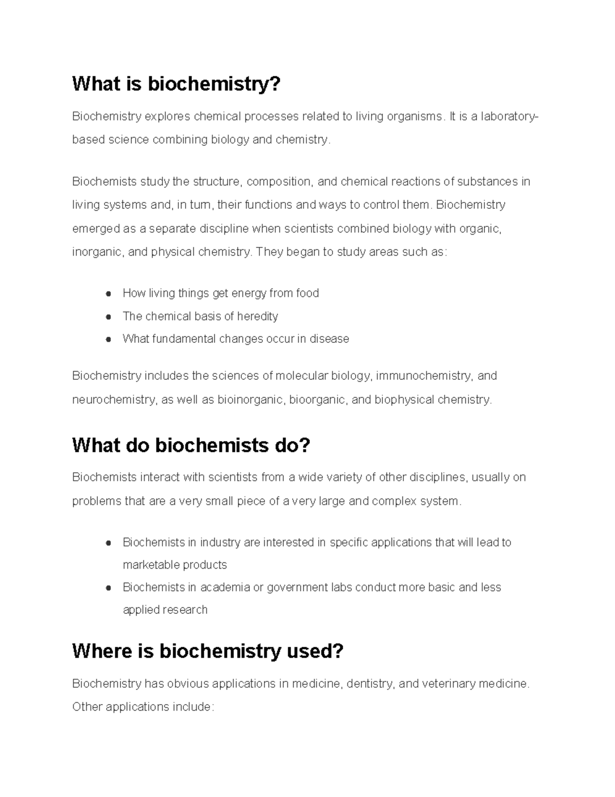 Biochemistry - Lectures - What is biochemistry? Biochemistry explores ...