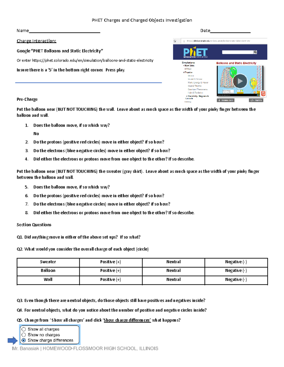 Braydon Lyle - PHET Charging and Charged Object Investigation - PHET Charges and Charged Objects ...