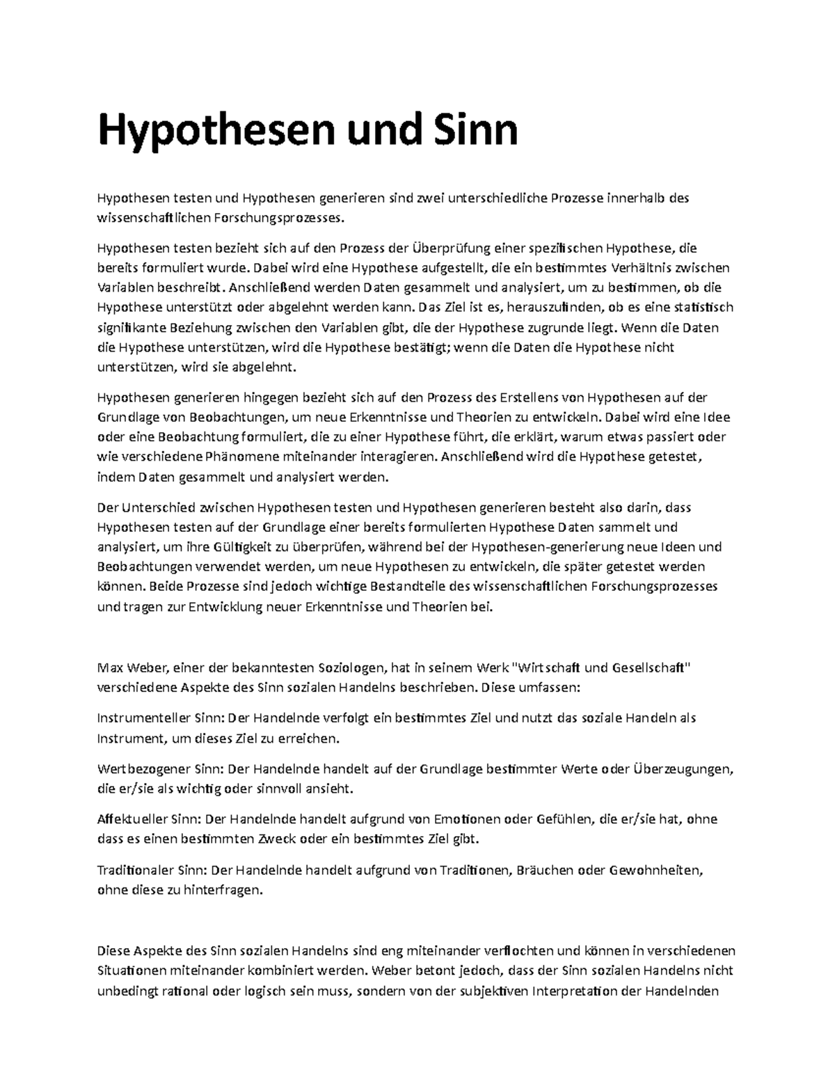 Hypothesen und Sinn - Hypothesen und Sinn Hypothesen testen und ...