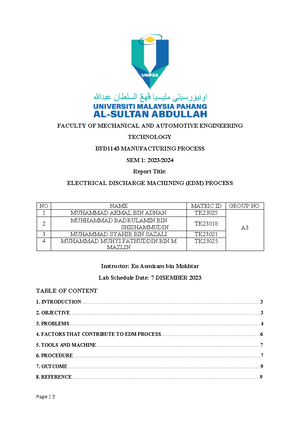 Exp. 2 Diffusion OF Sodium Chloride IN Water - IFaculty of Chemical & Process Engineering - Studocu