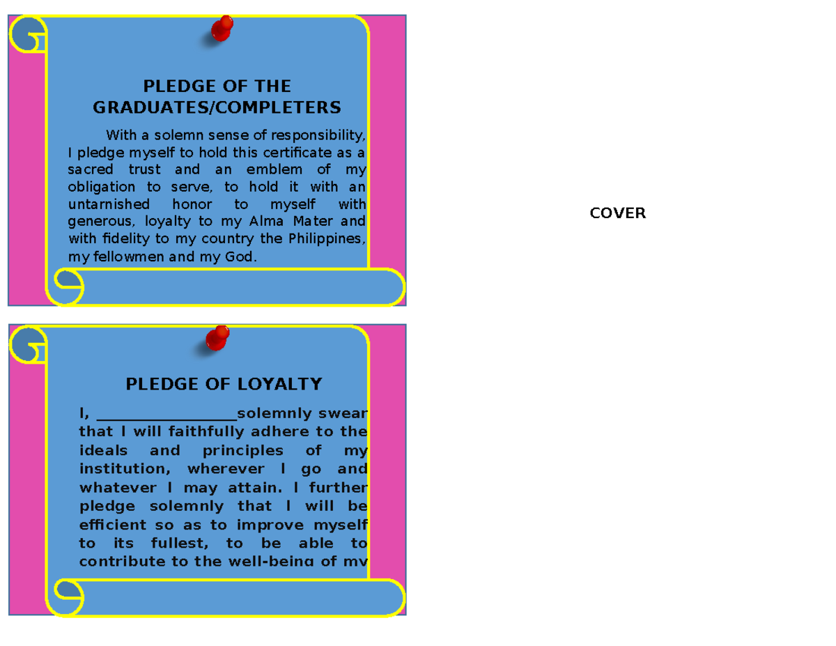 Program completion graduation 2022 - COVER PLEDGE OF THE GRADUATES ...