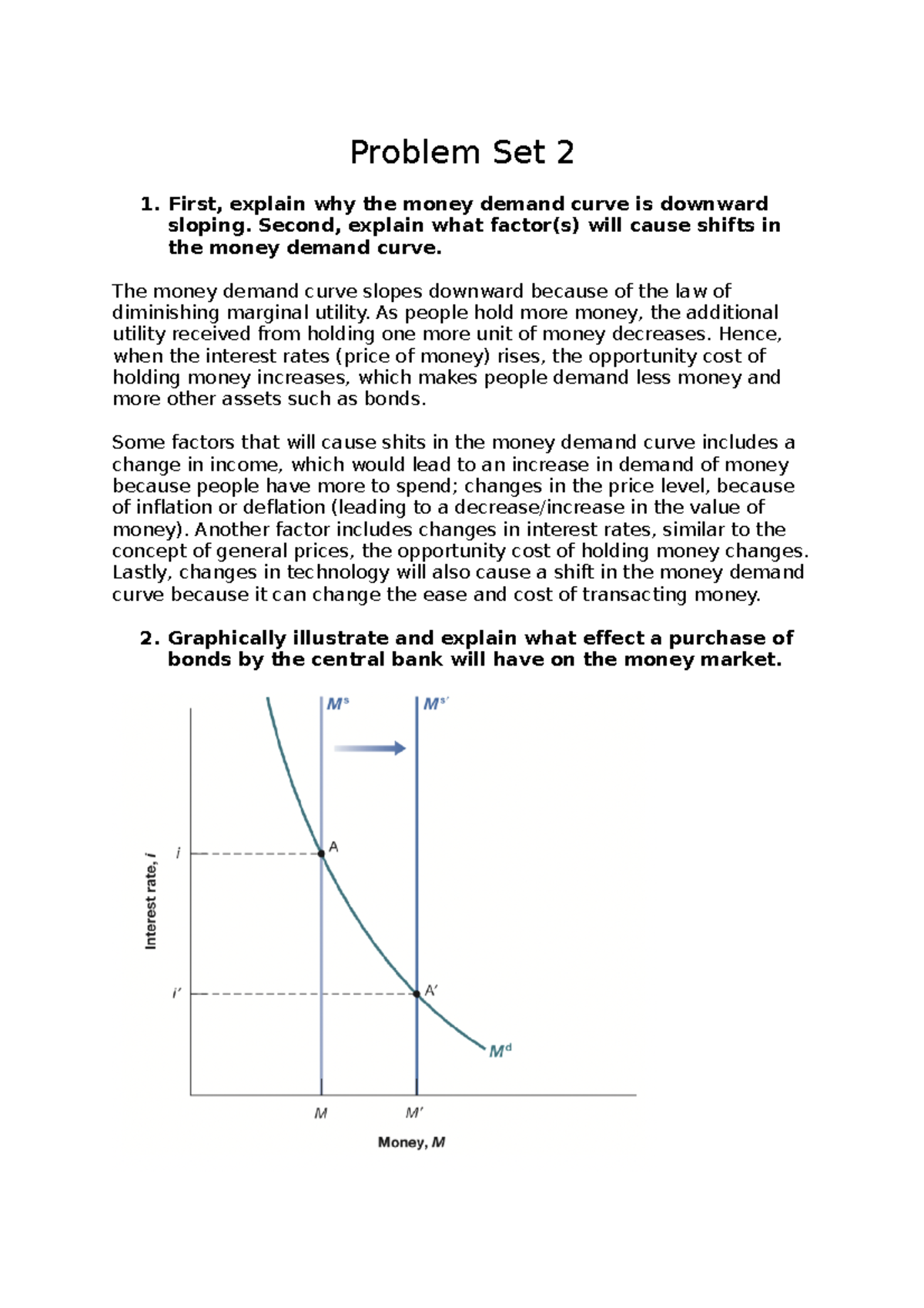 Intermediate Economics- chapter 2 - Problem Set 2 First, explain why ...