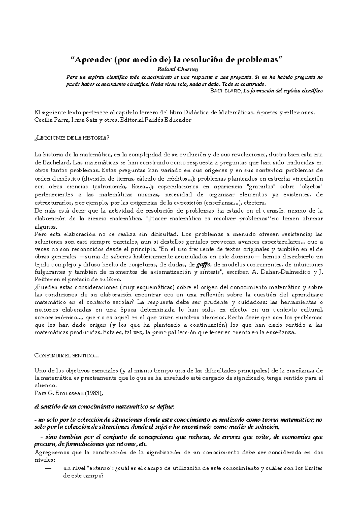 Abstract Aprender por medio de la resolucion de problemas Charnay - “Aprender (por medio de) la ...