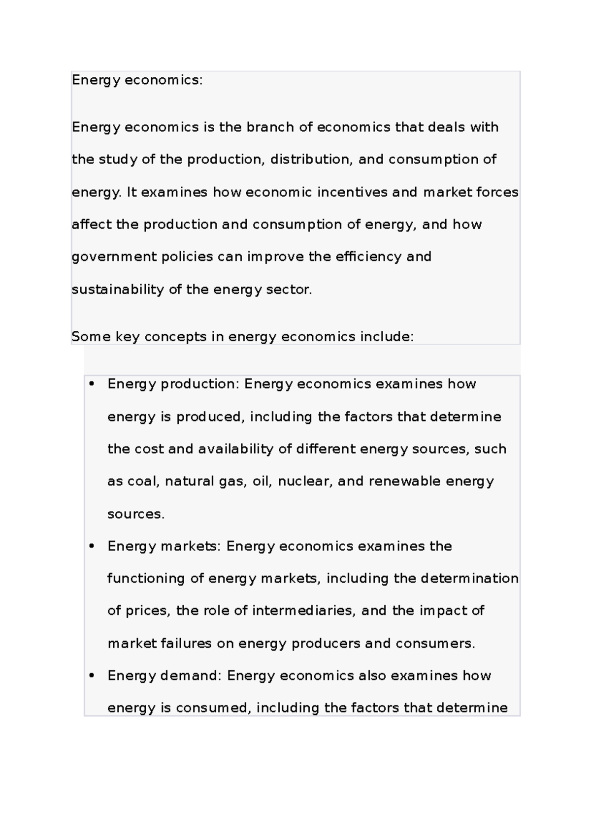 Energy economics - ... - Energy economics: Energy economics is the ...