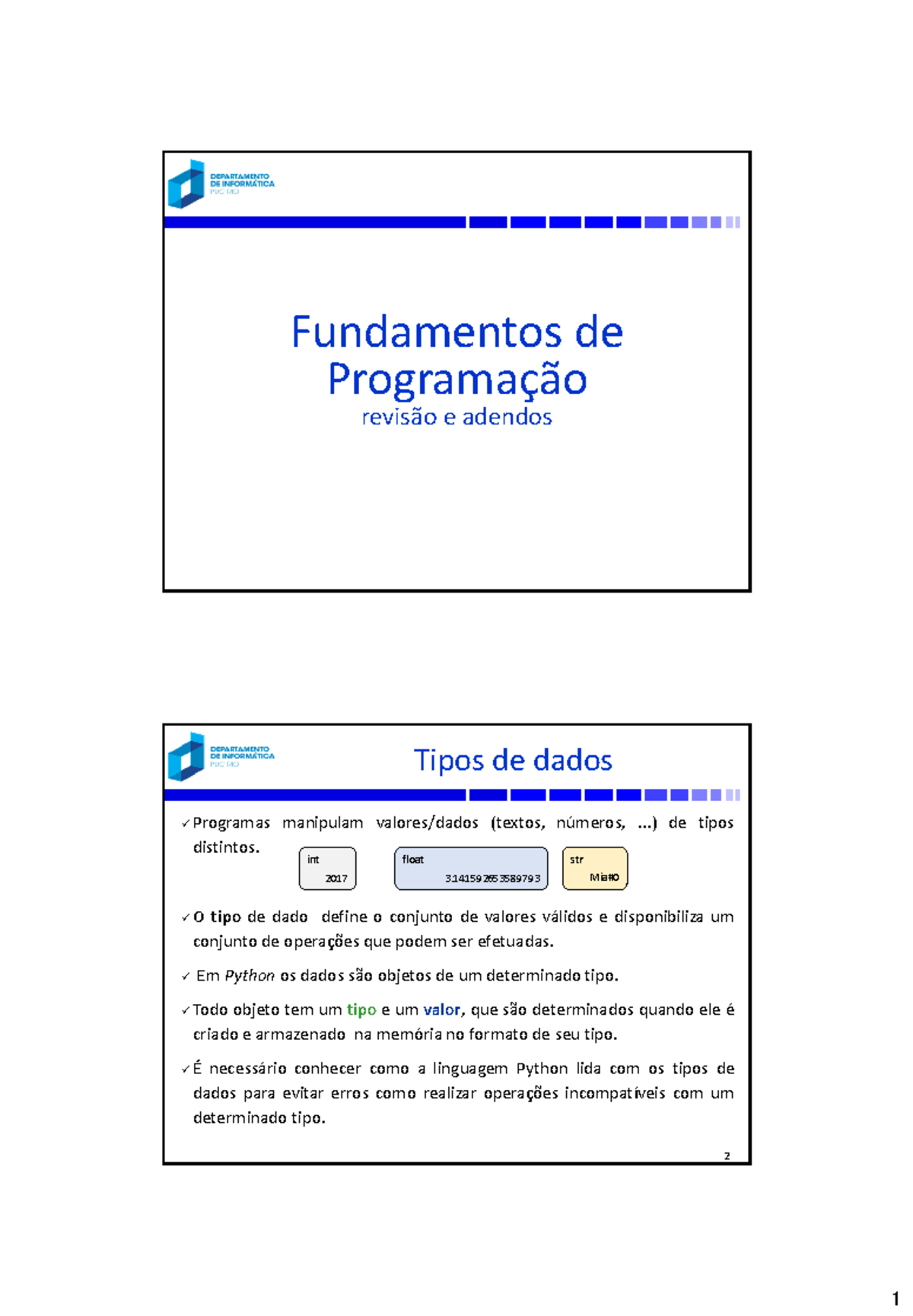 Fundamentos programacao 2slidespp - Fundamentos de Programação revisão ...