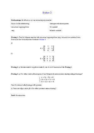 Formelblad Linalg - Formelblad SF1624 Algebra och Geometri Theodor Hagstr ̈om 20 december 2022 ...