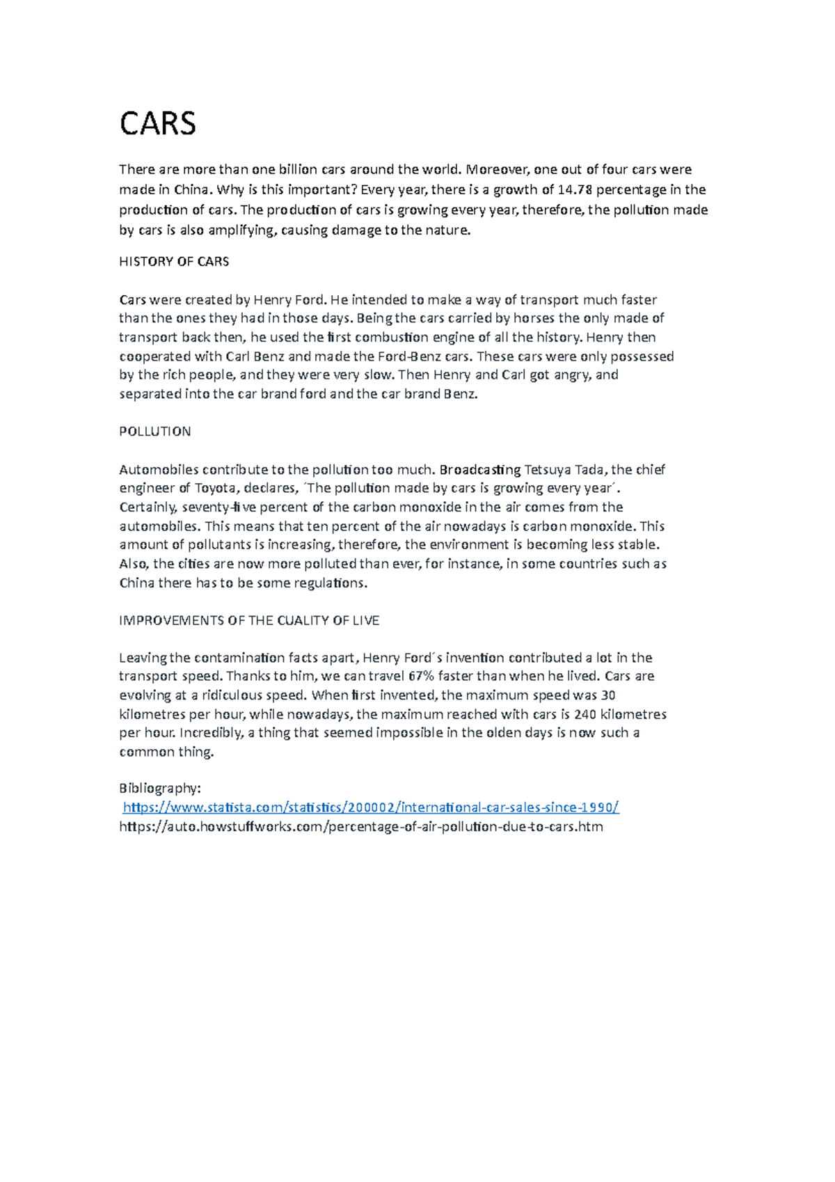 Body paragraphs for the achievement of a good grade - CARS There are ...