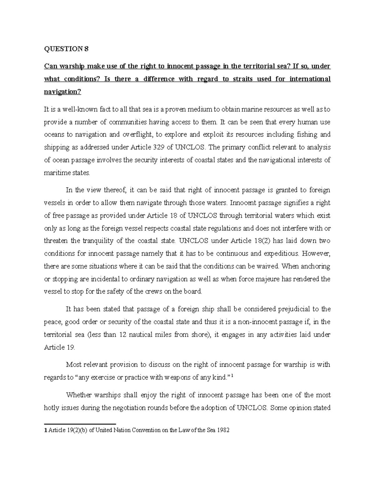 Can warship make use of the right to innocent passage in the ...