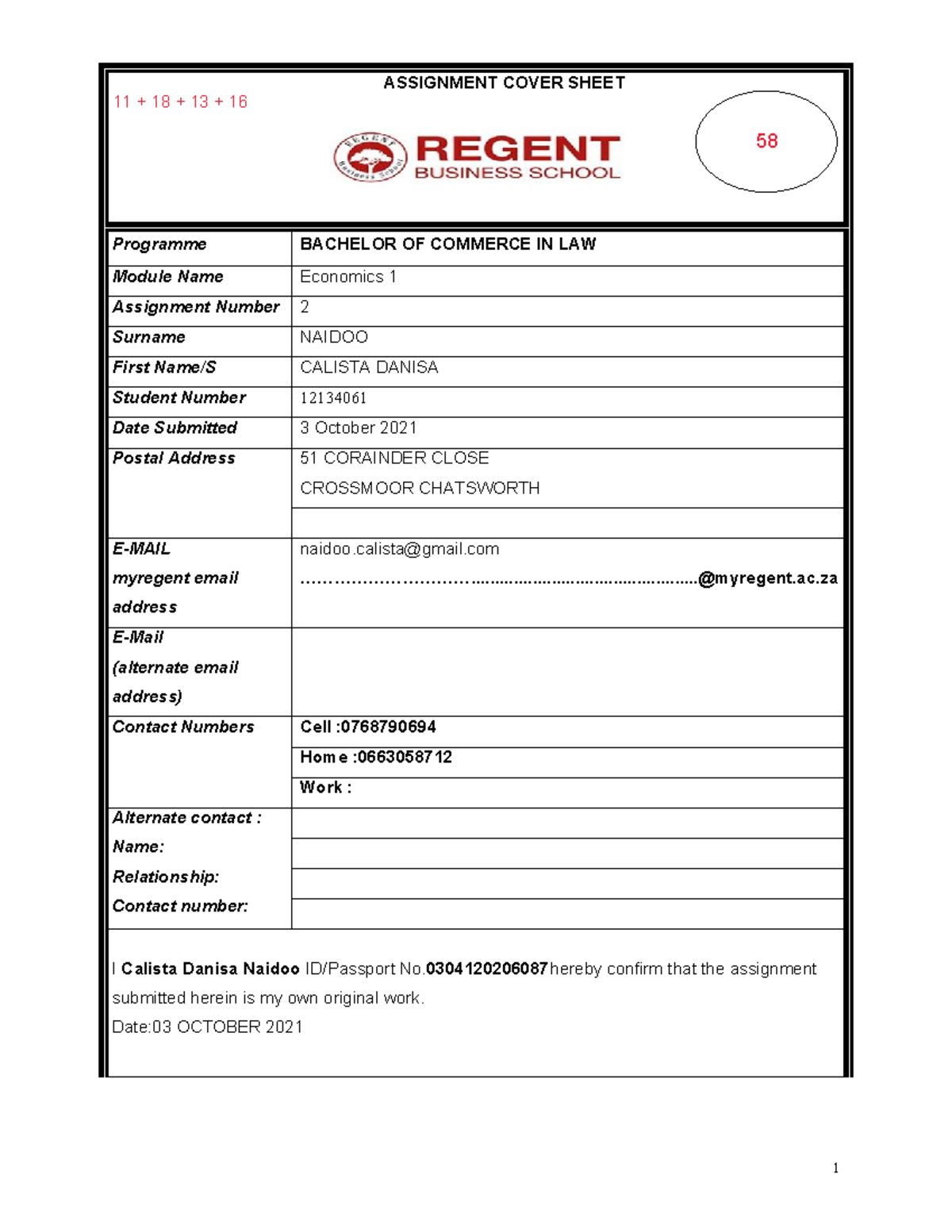 Bcom law assignment year 2, regent business school. Business management ...
