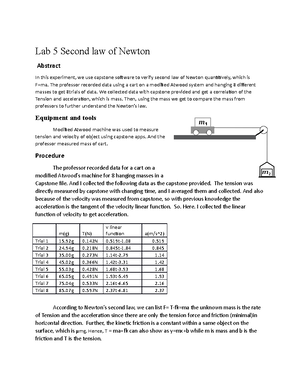 Lab 4 - physic lab - Lab 4 Coplanar Forces Abstract In this lab, we are ...
