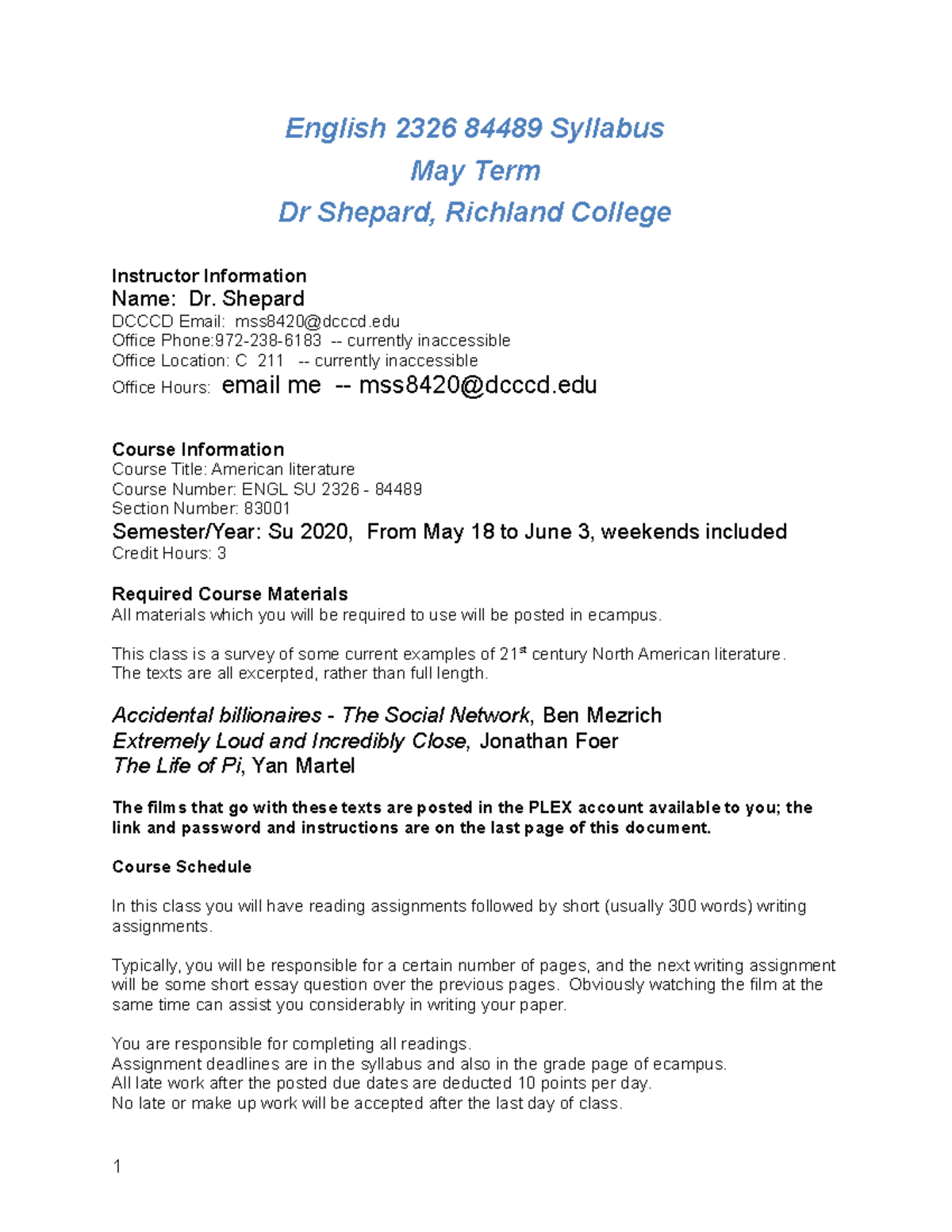SU 2020 ENGL 2326 84489 Syllabus English 2326 84489 Syllabus May Term su-2020-engl-2326-84489-syllabus-english-2326-84489-syllabus-may-term