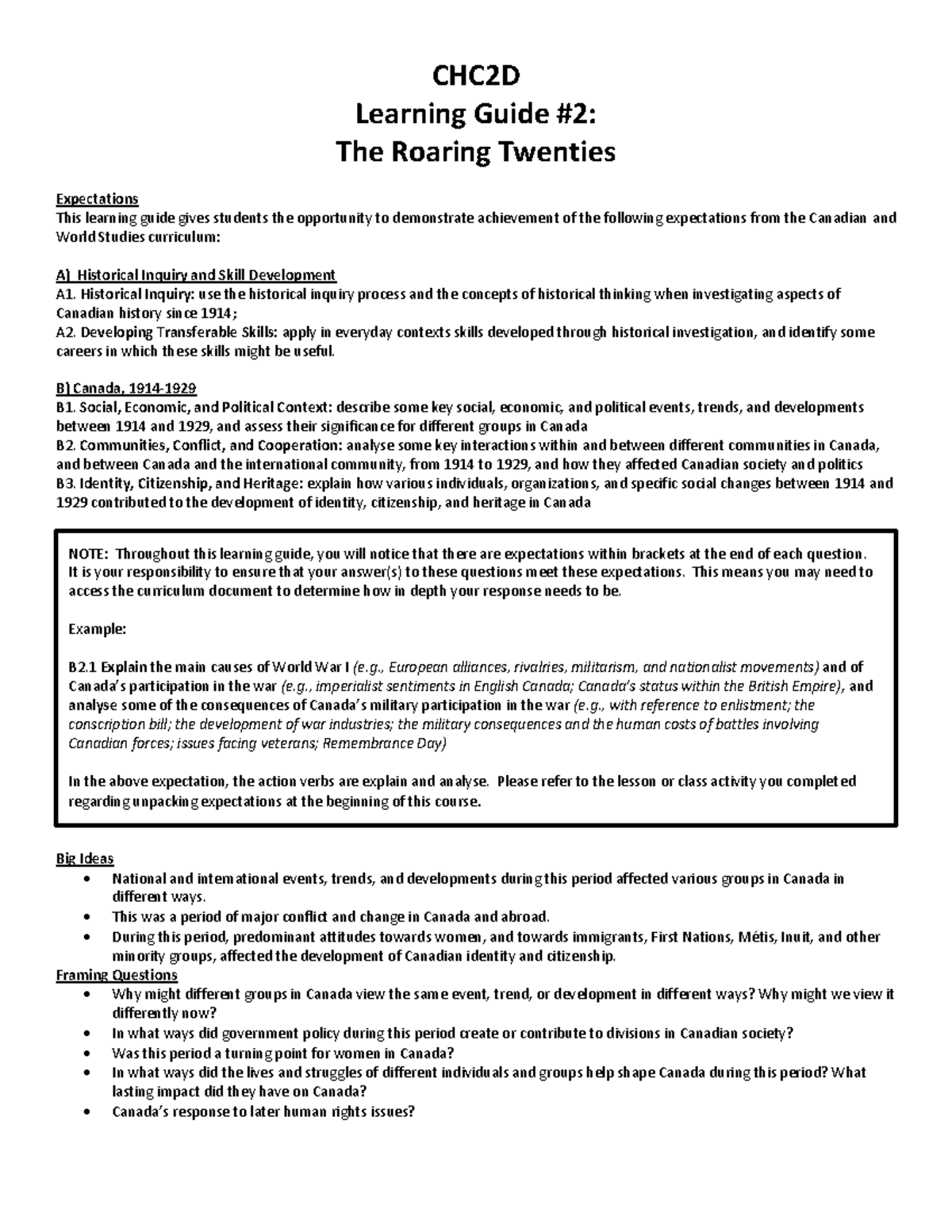 CHC2D-LG#2-The Roaring Twenties revised Sept 2020 - CHC2D Learning ...