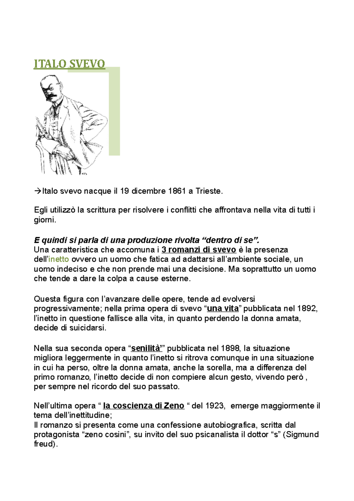Italo Svevo 3 Opere: "la vita", "senilità", "profezia di una apocalisse" - ITALO SVEVO Italo ...