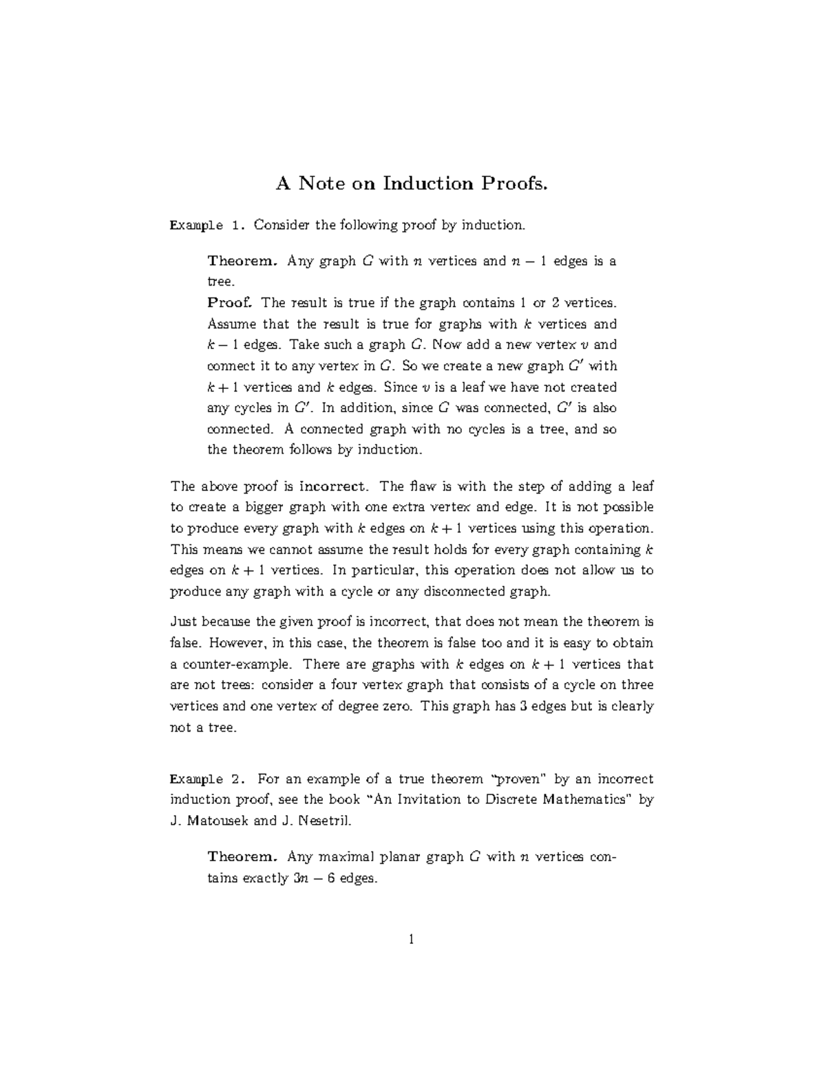 Induction Example 1 The Following Proof By Induction Theorem Any