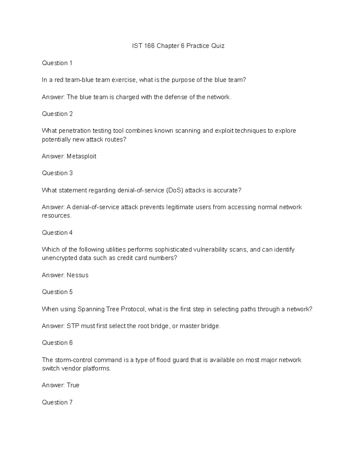 IST 166 Chapter 7 Quiz - Module 7 Practice Problems - IST 166 Chapter 6 ...