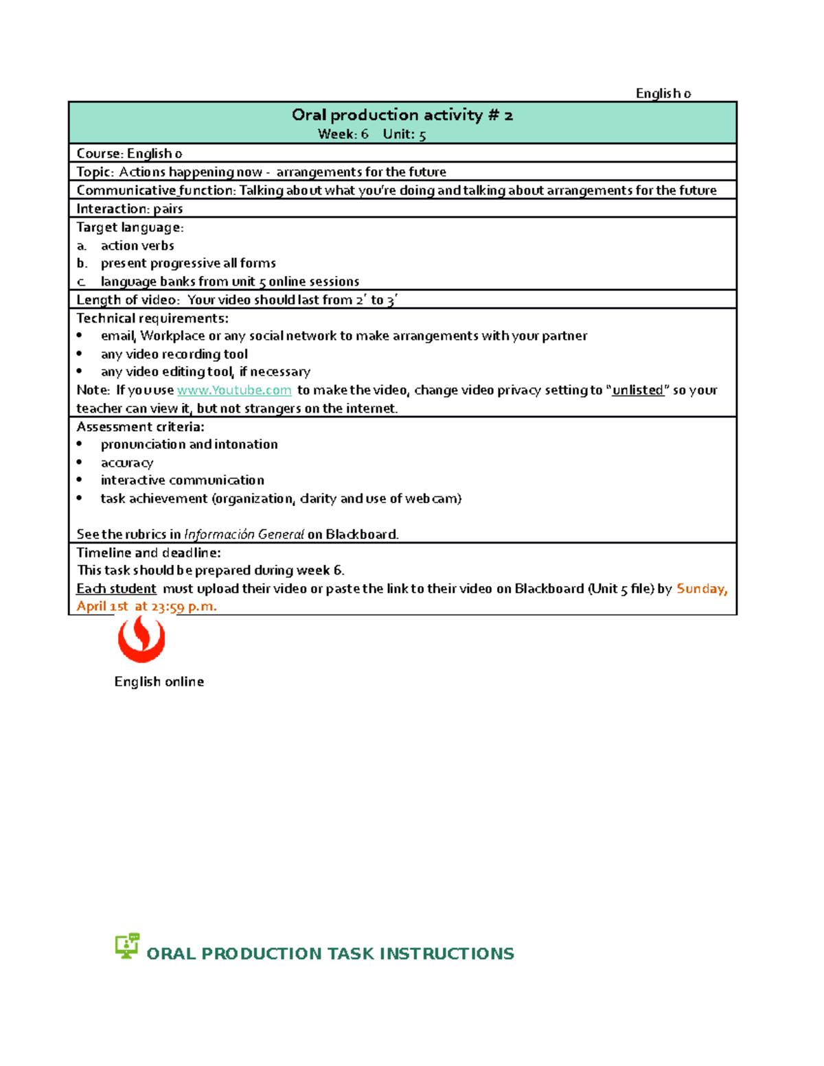 E0 OPA # 2 UNIT 5(1) - pautas para hacer tu POA 2 que cosas van en el ...