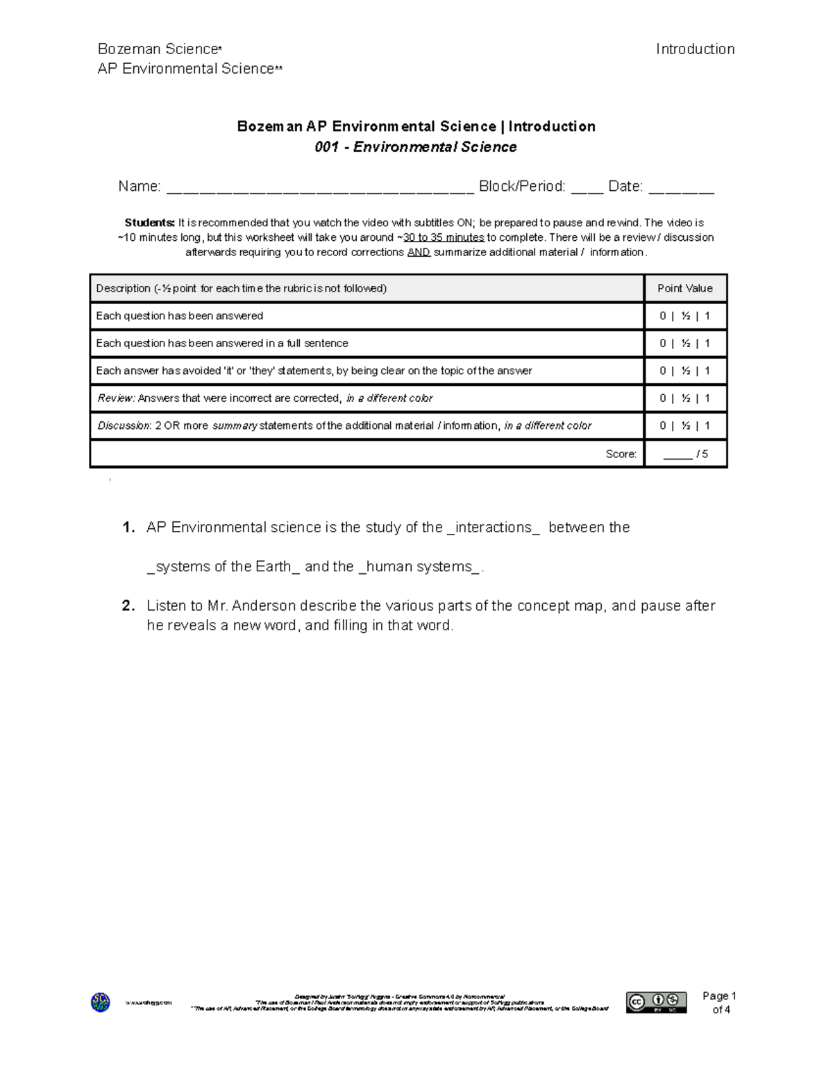 Copy of 001 - Environmental Science Student Print - AP Environmental ...