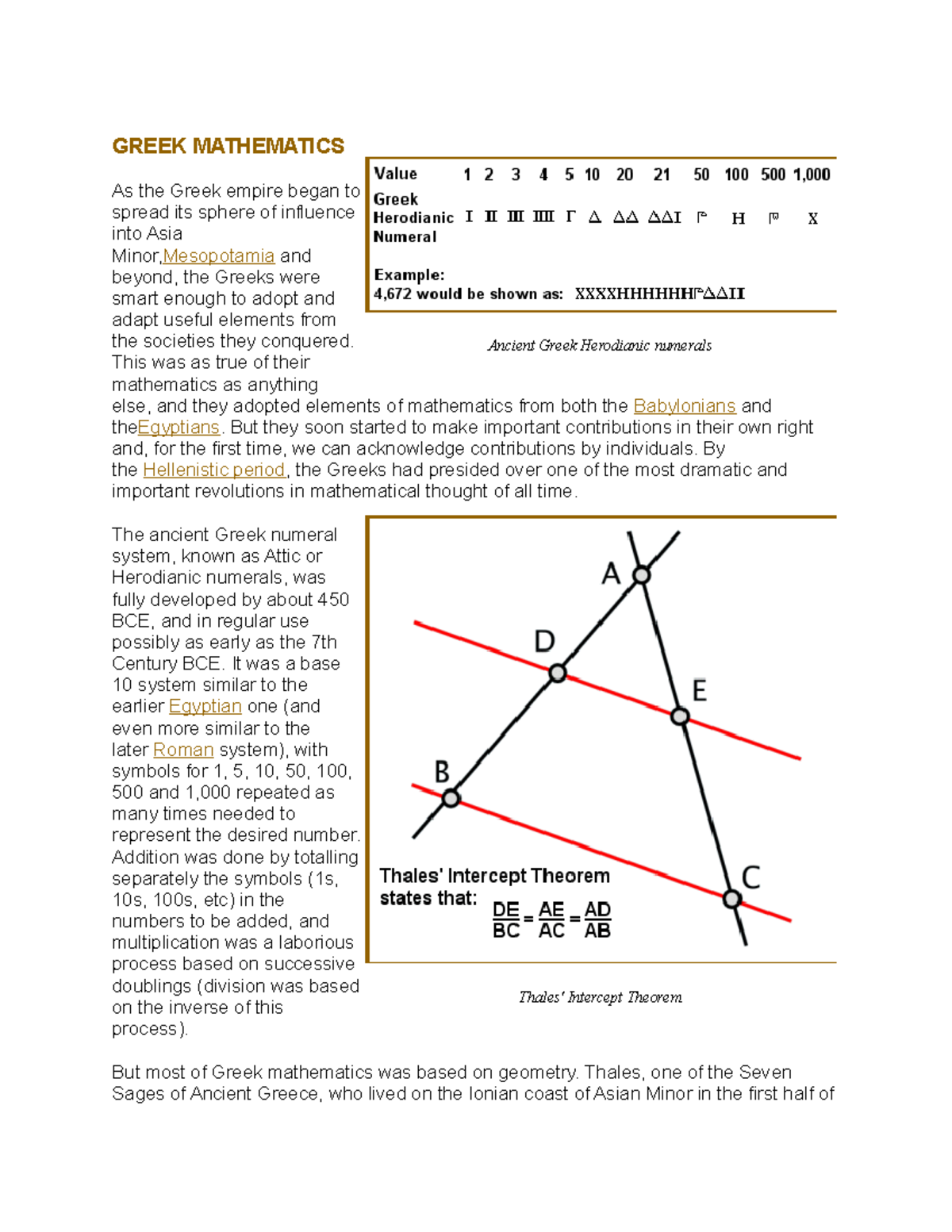 Greek Mathematic 1 - GREEK MATHEMATICS As the Greek empire began to ...