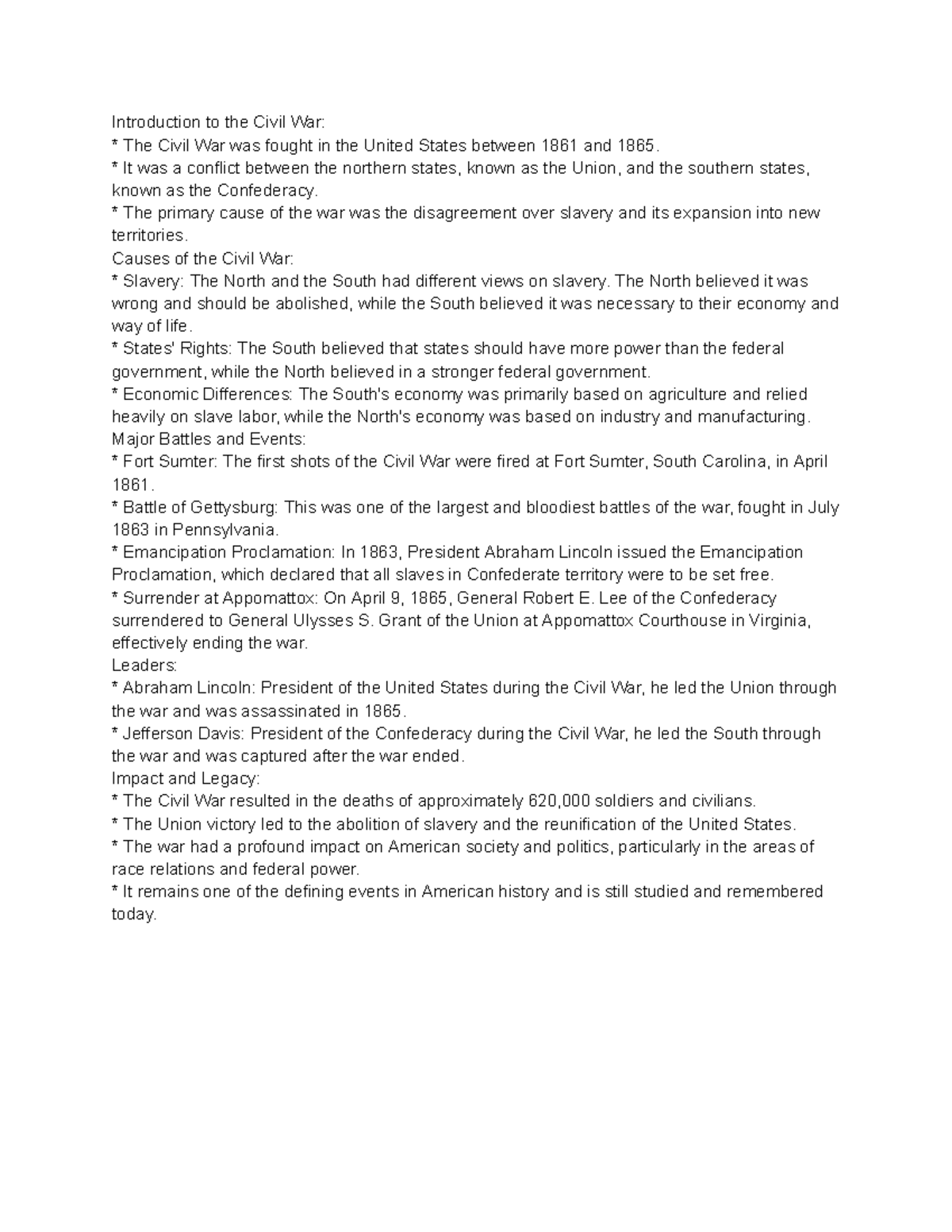 Civil%20war - This is a brief summary of the Civil War, and its affects ...