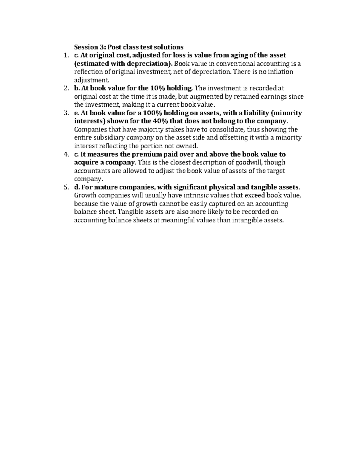 Session 3 Solution Lecture Notes For Accounting Session 3 Post Class Test Solutions C At