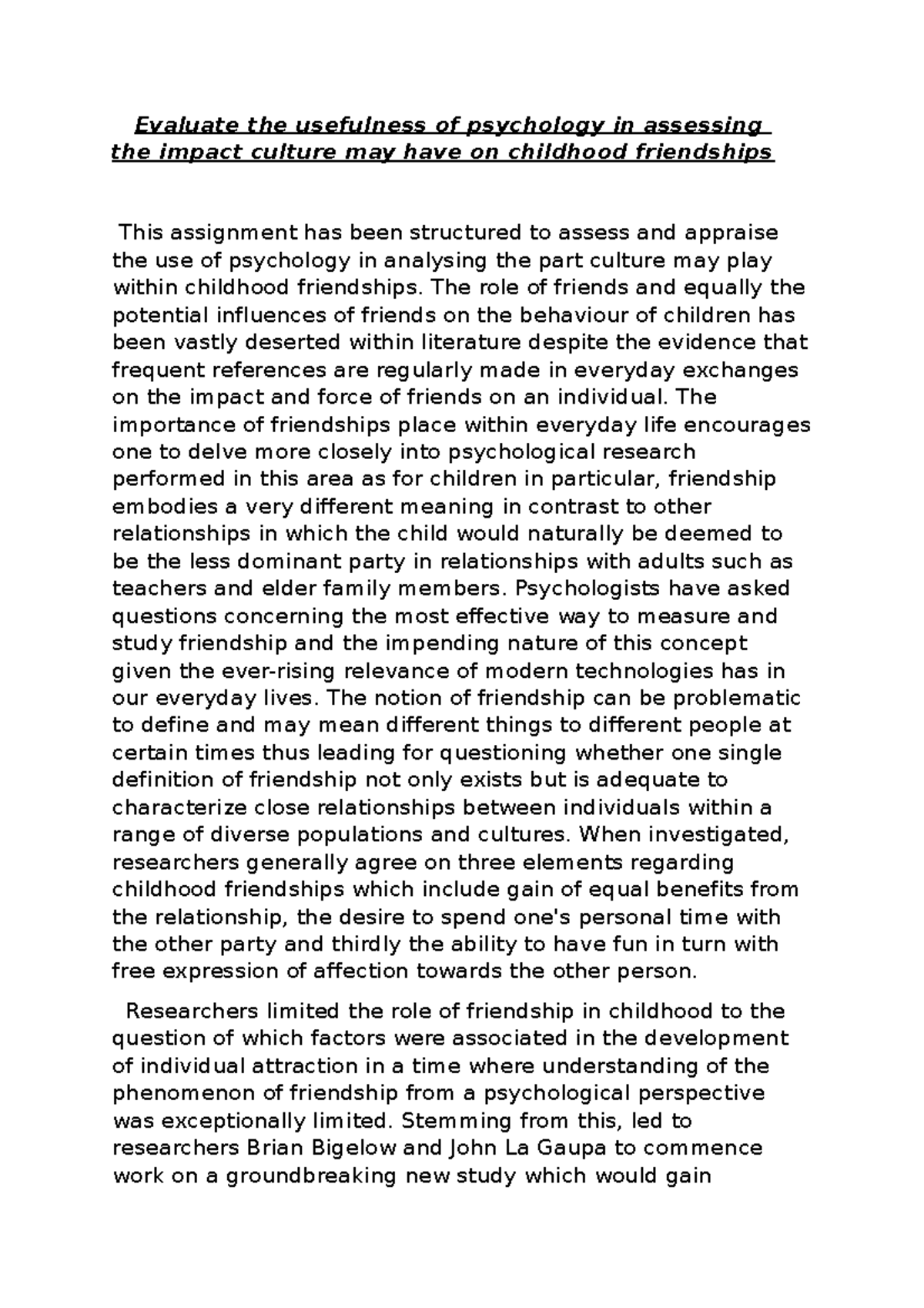 TMA03 - Evaluate the usefulness of psychology in assessing the impact ...