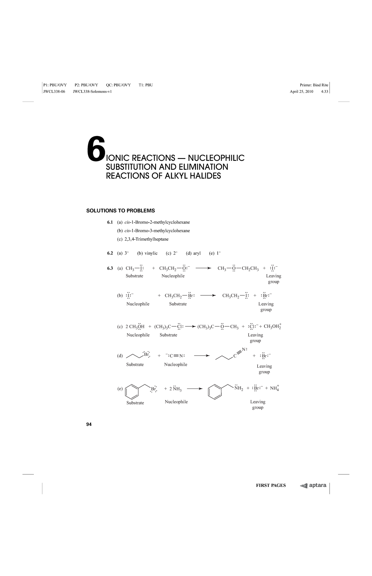 Ch06 - Ch6 solution - JWCL338-06 JWCL338-Solomons-v1 April 25, 2010 4: 6 IONIC REACTIONS — - Studocu