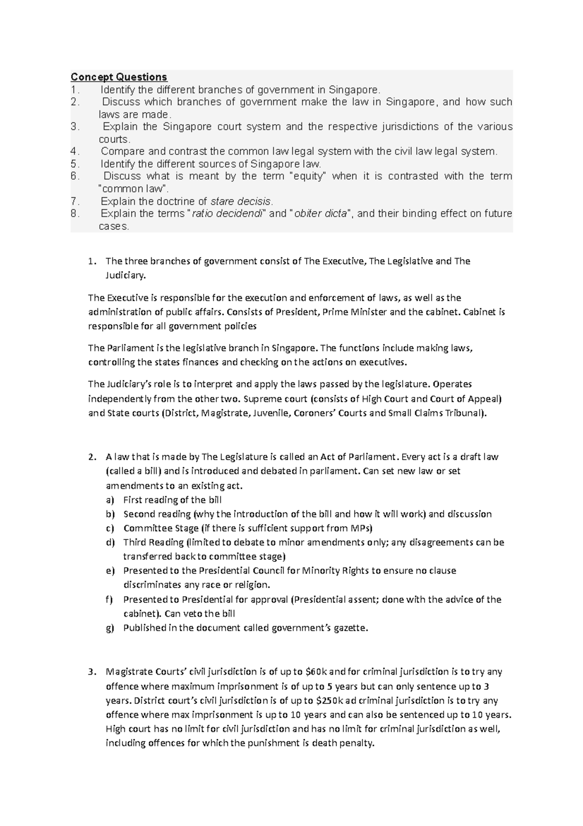 BLAW sem 1 concept qns - tutorial work question and attempted answers - Concept Questions ...