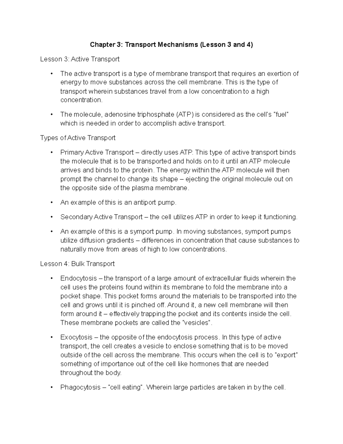 Chapter 3 Transport Mechanisms (Lesson 3 and 4) - Science, Technology ...