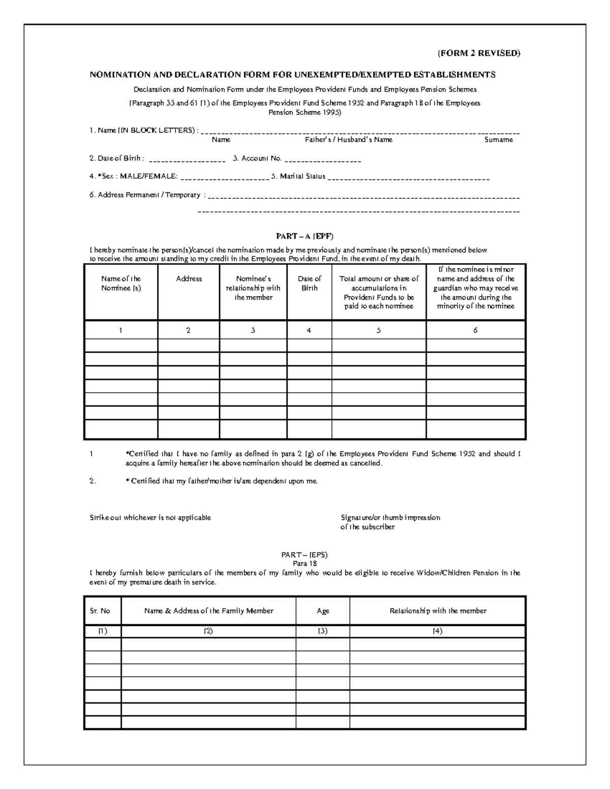 7-Form -2 (Revised) - EPF - (FORM 2 REVISED) NOMINATION AND DECLARATION ...