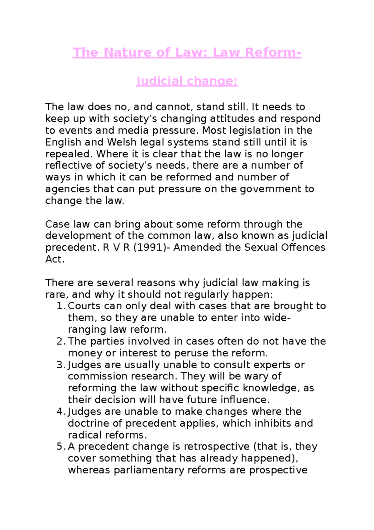 The Nature of Law- Law Reform - The Nature of Law: Law Reform- Judicial ...