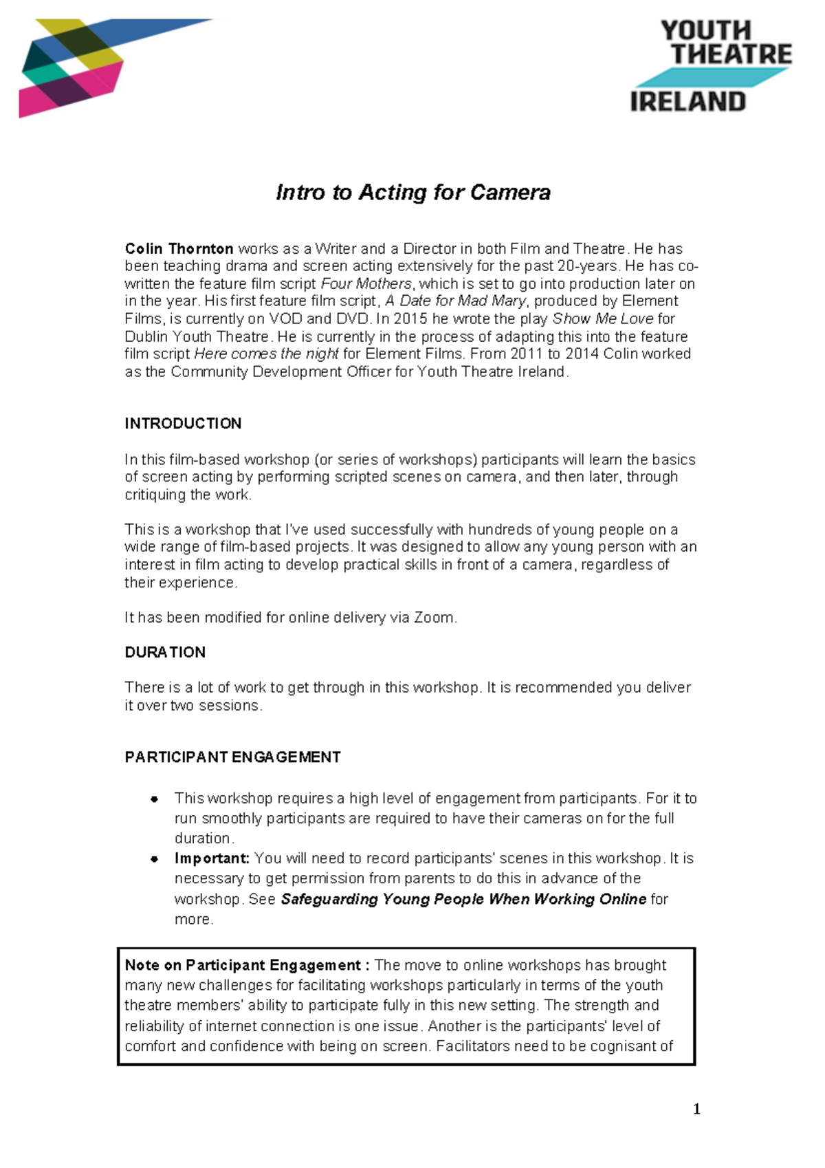 Intro to Acting for Camera - Intro to Acting for Camera Colin Thornton ...