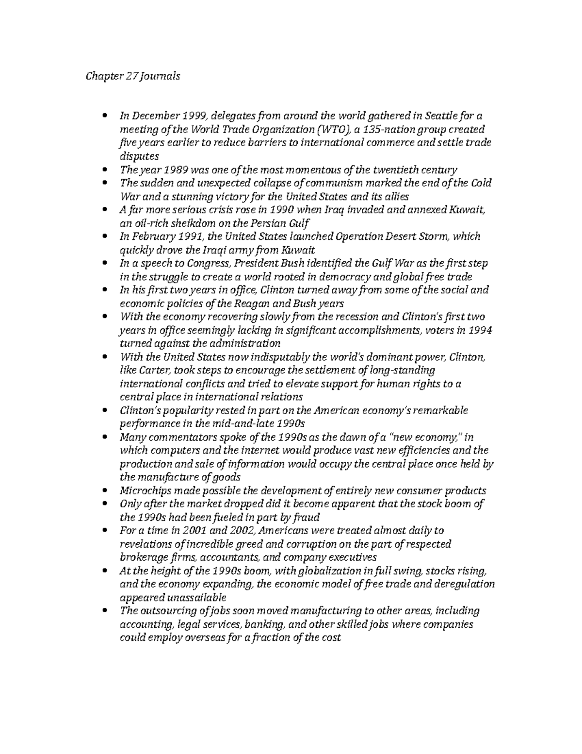 Chapter 27 Journals - Chapter 27 Journals In December 1999, delegates ...