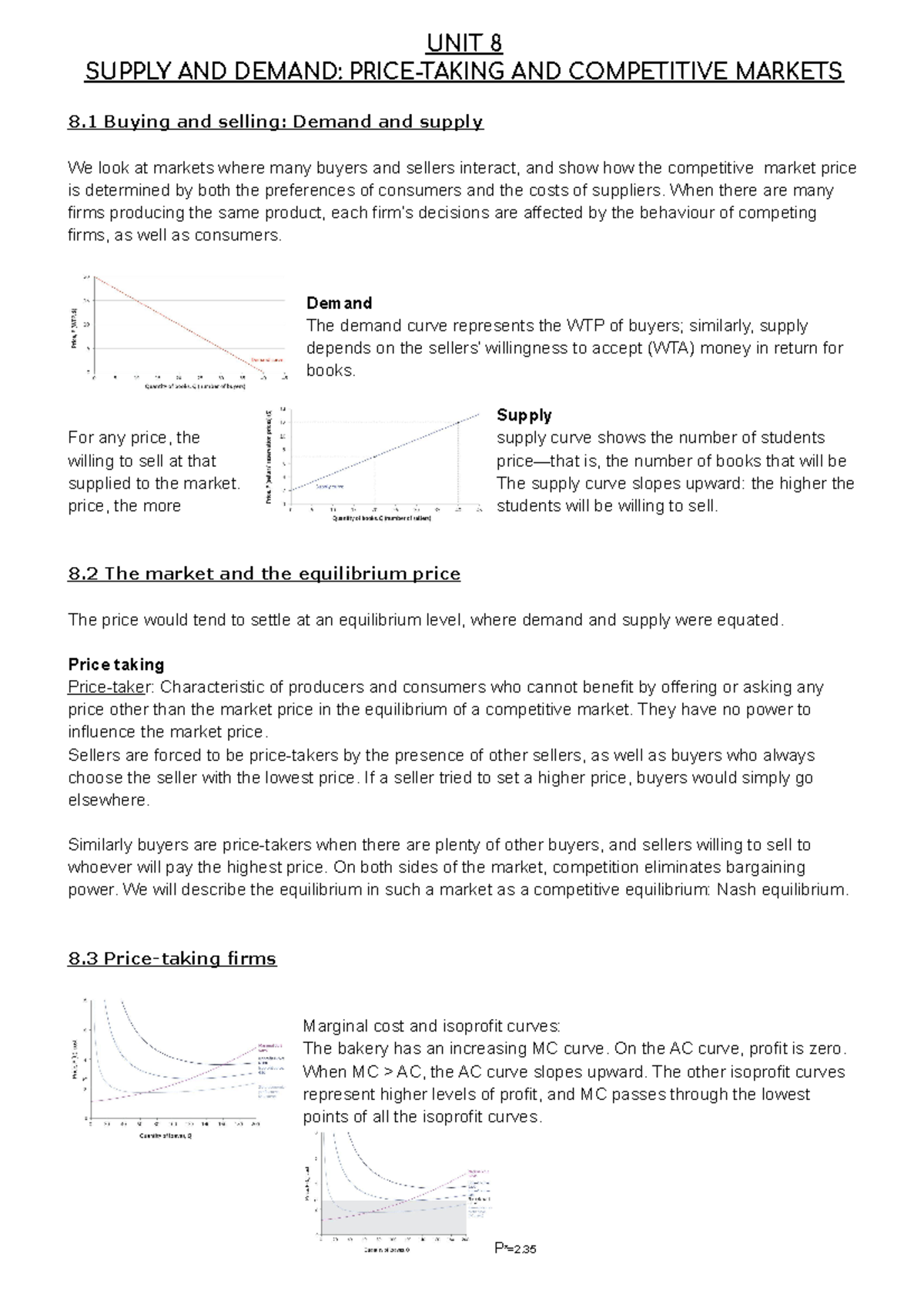 UNIT 8 - Summary Unit 8 Core Economics - UNIT 8 SUPPLY AND DEMAND ...