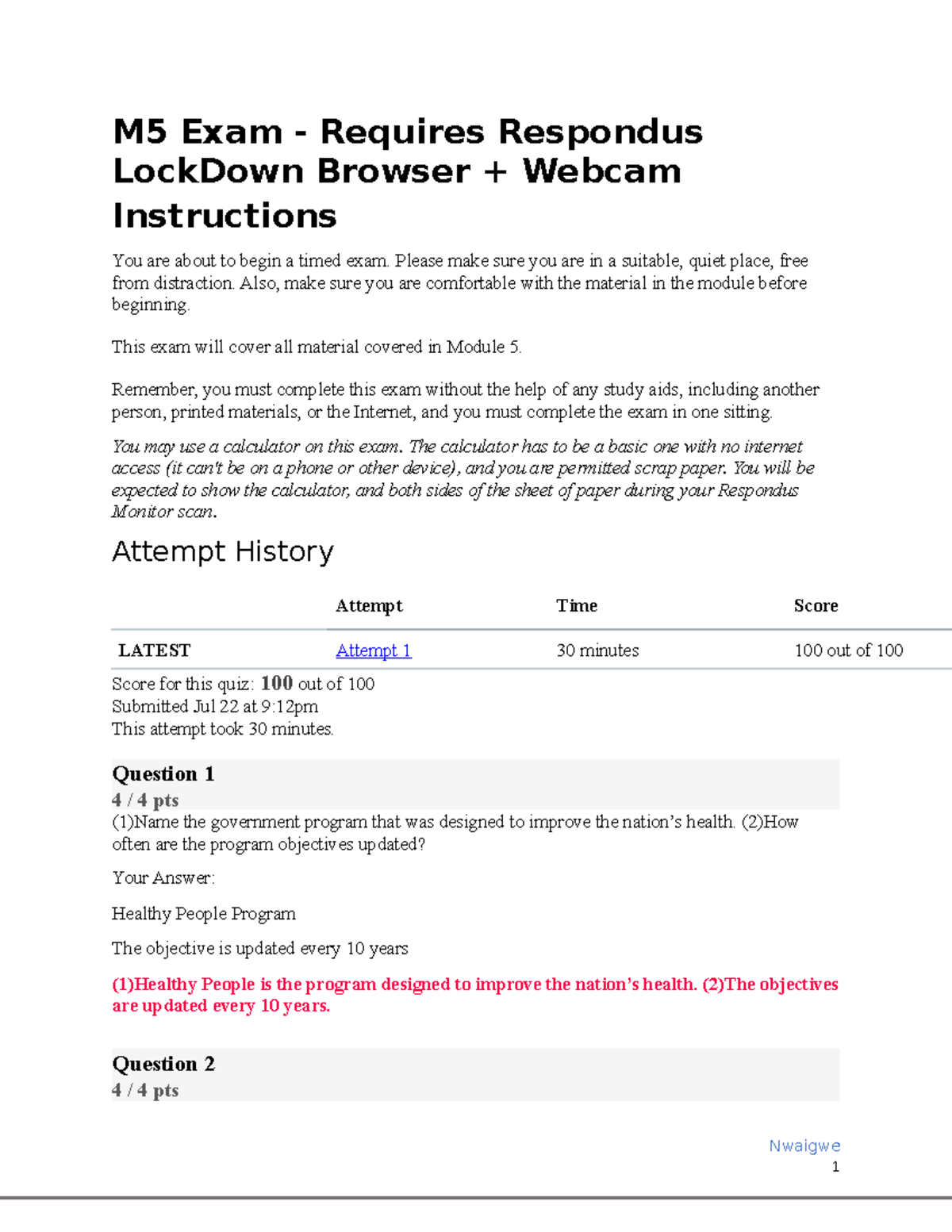 Module 5 exam BIOD121 - M5 Exam - Requires Respondus LockDown Browser ...