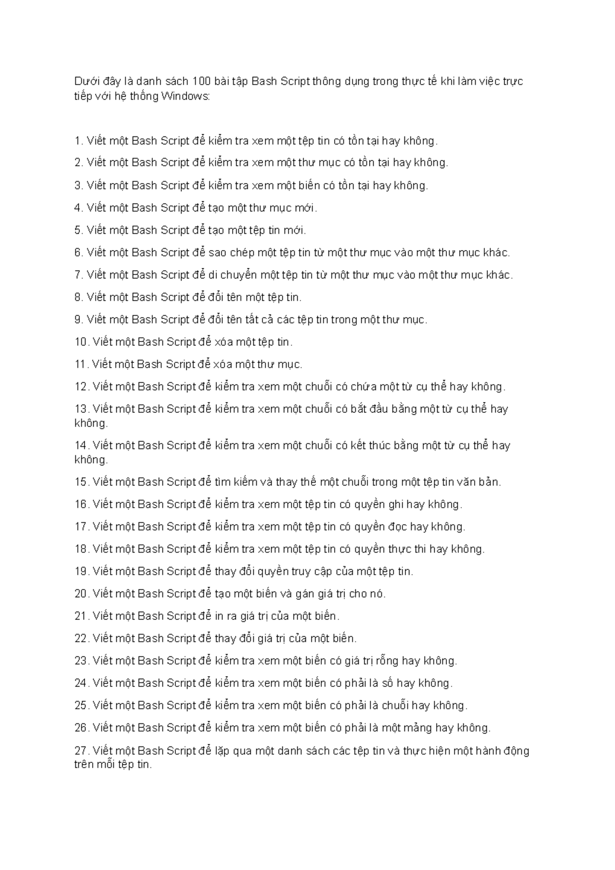 Bai Tap Bash Script No Comment Dưới đây Là Danh Sách 100 Bài Tập Bash Script Thông Dụng