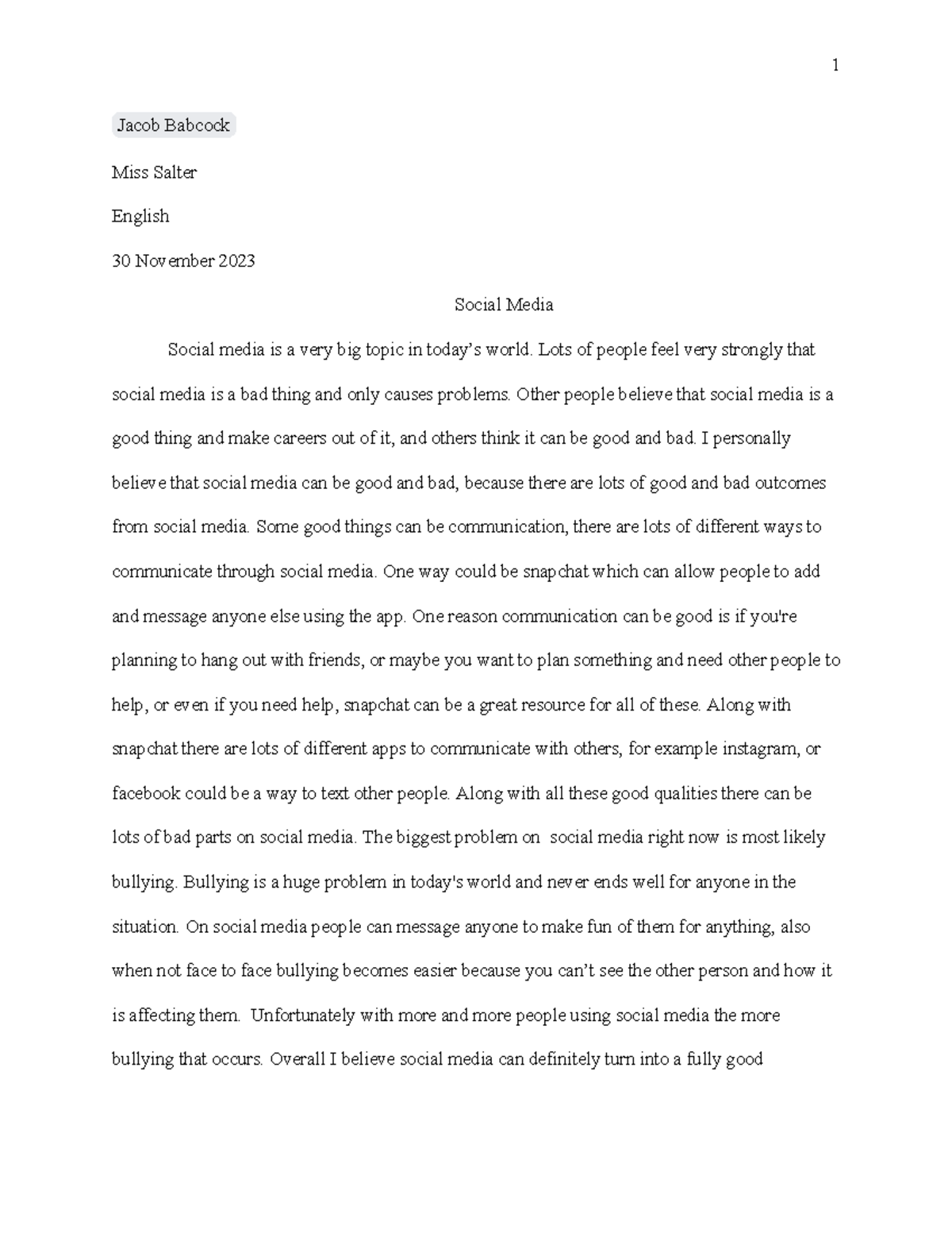 Week 12 - worksheet for biology - 1 Jacob Babcock Miss Salter English ...