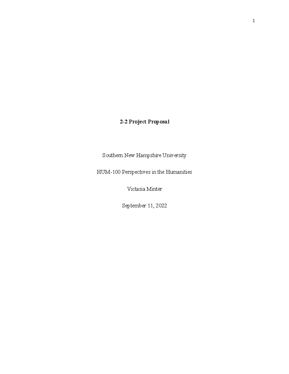 2-2 humanities - PROJECT PROPOSAL - 1 2-2 Project Proposal Southern New ...