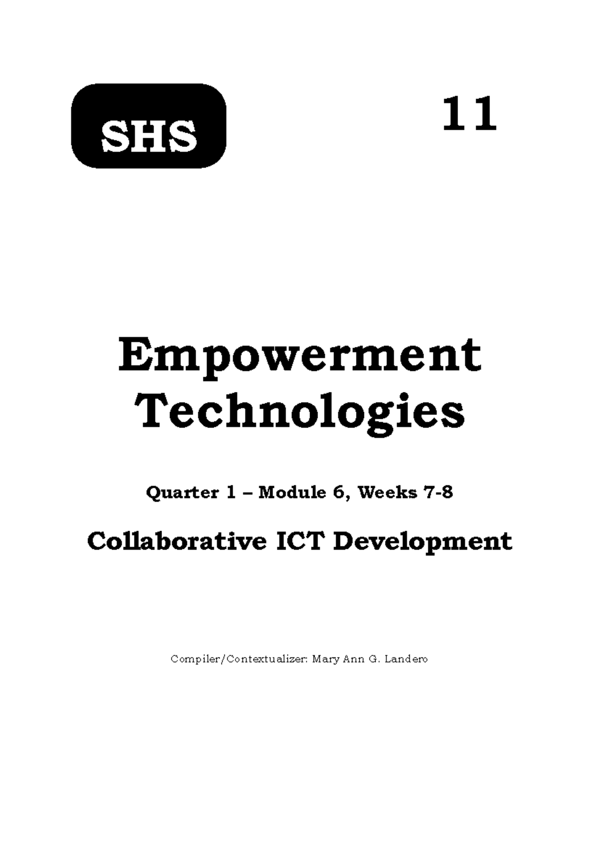 6 Q1 Emp Tech - G-11 STEM EMTECH - 11 Empowerment Technologies Quarter 1 – Module 6 , Weeks 7- 8 ...
