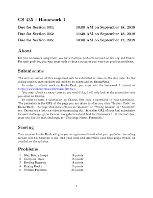 Homework 2 Solutions - Homework 2 Solutions 1 Max Binary Heaps 1 Time ...