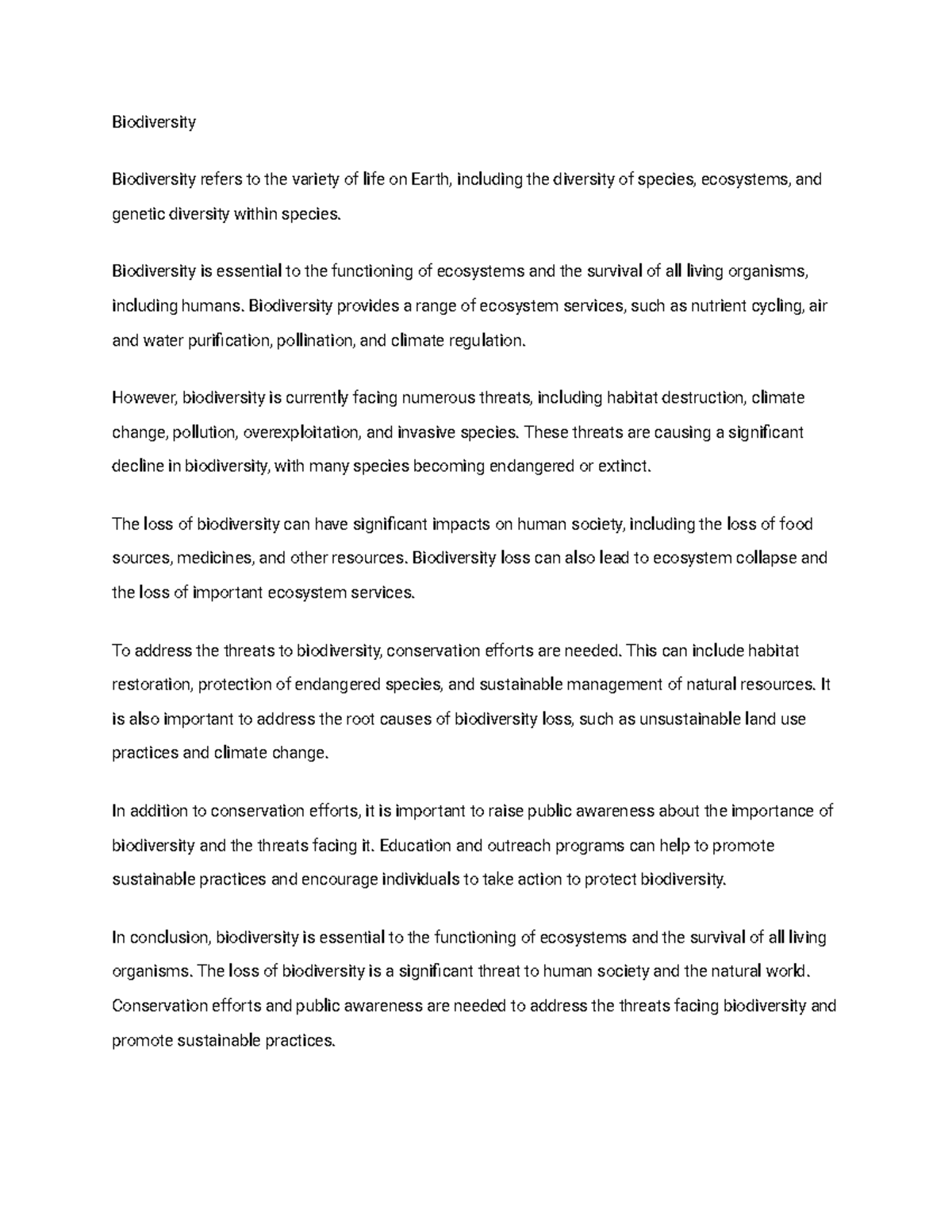 Biodiversity - Biodiversity Biodiversity refers to the variety of life ...