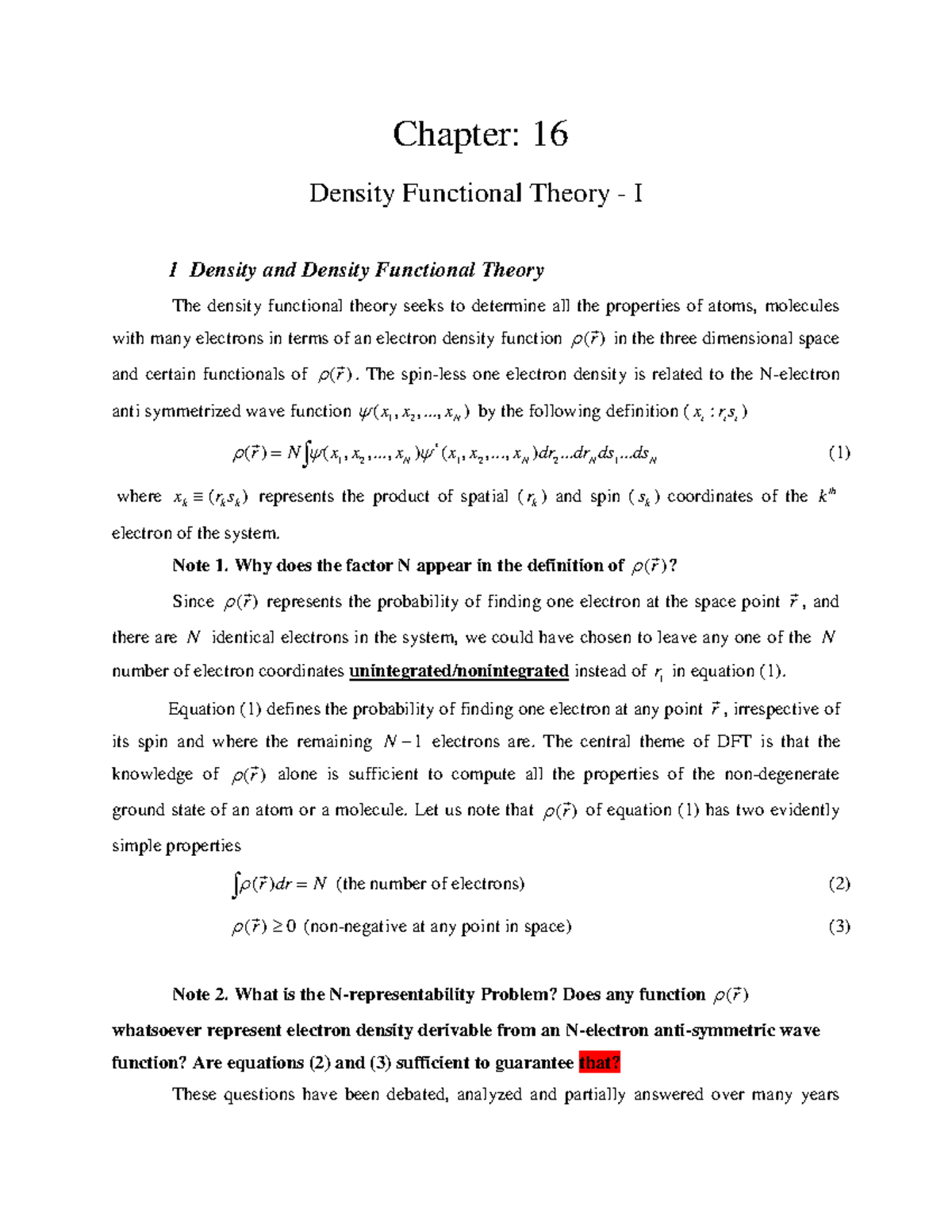Nptel 1 - DFT - Chapter: 1 6 Density Functional Theory - I 1 Density ...