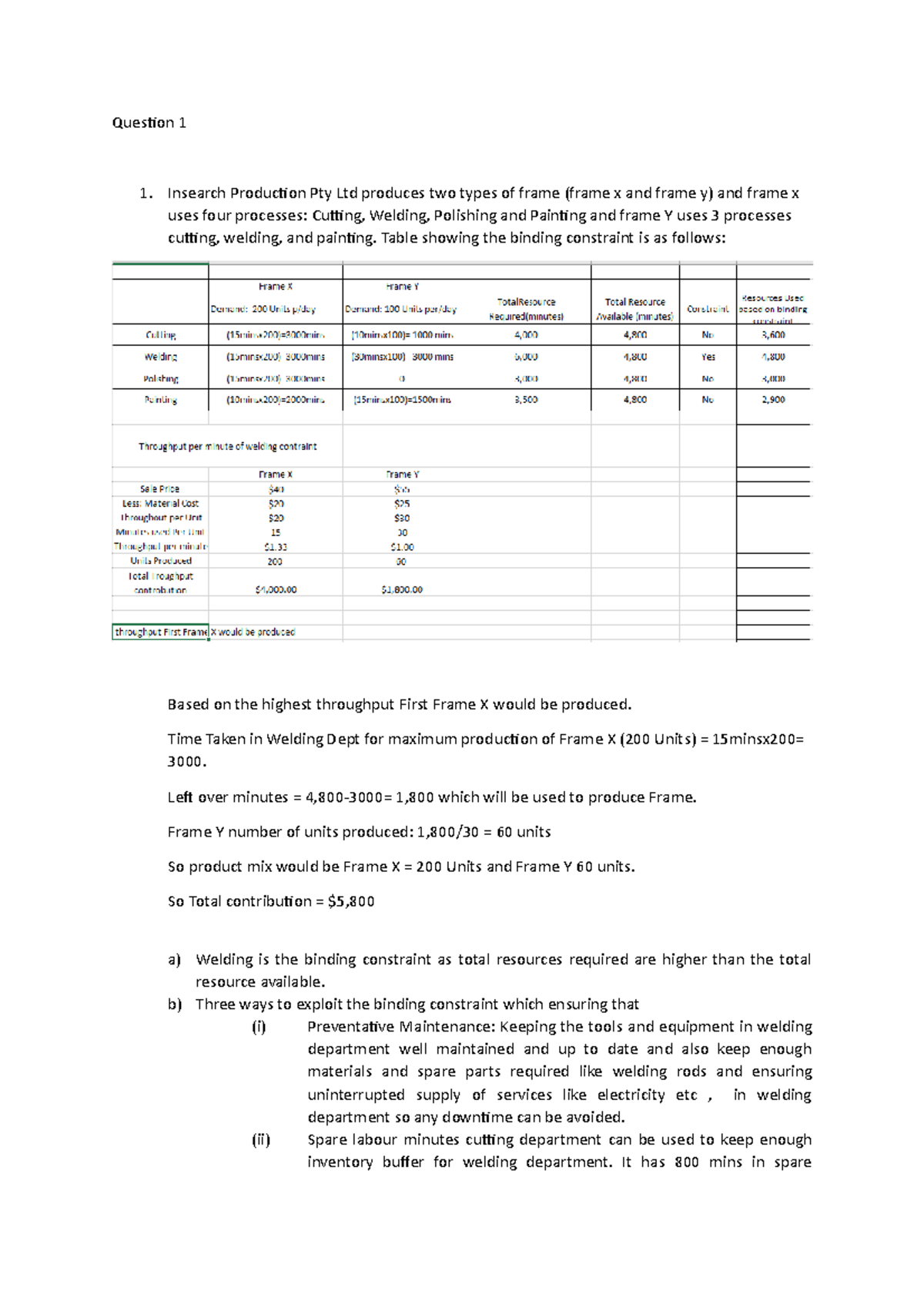Homework week 6 - Tutorial Week 6 - Question 1 Insearch Production Pty ...
