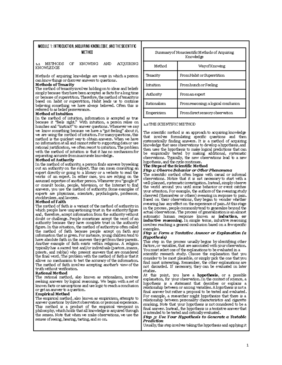 Field Methods Reviewer - MODULE 1: Introduction, Acquiring Knowledge ...