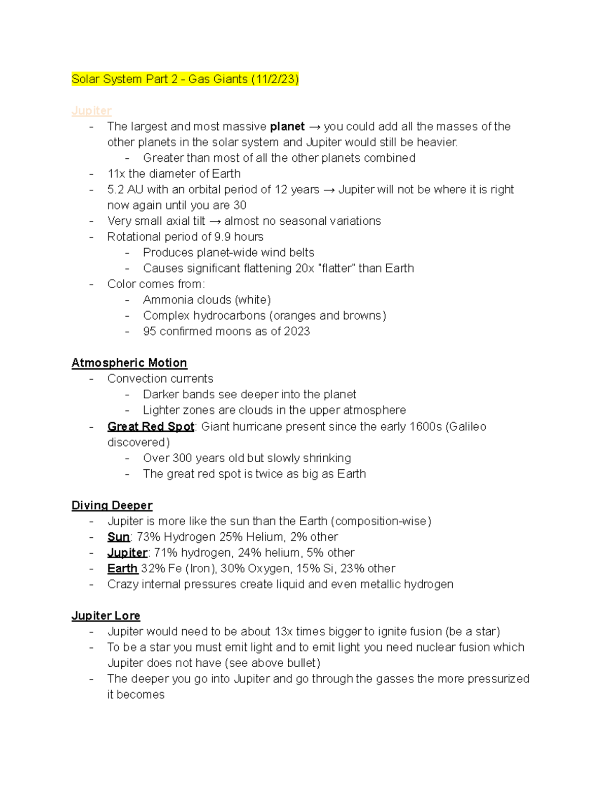 Gas Giants In Solar System
