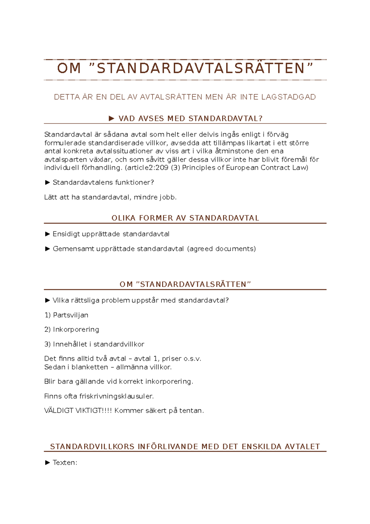 Standardavtal och oskäliga avtalsvillkor - O M ” S T A N D A R D A V T ...