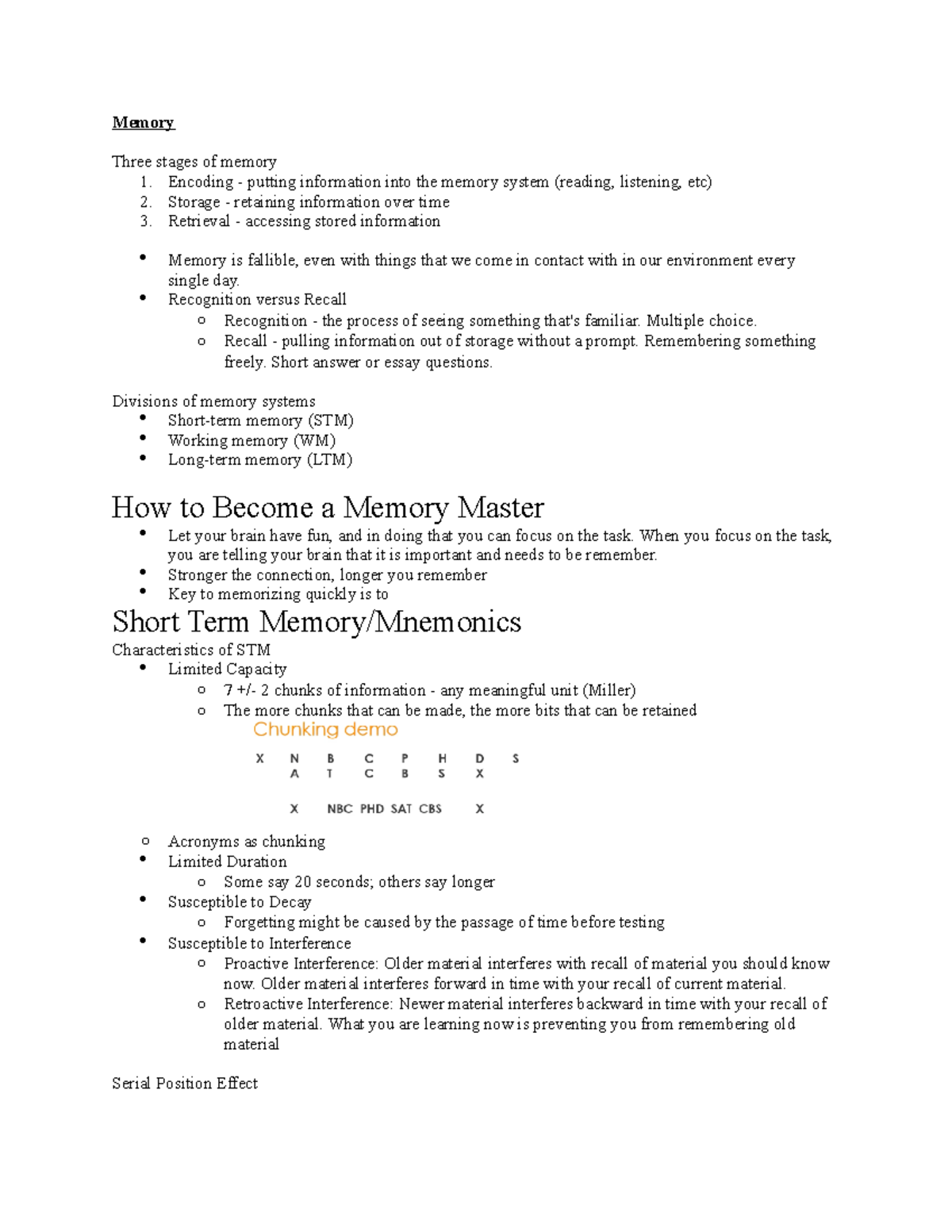 Memory - Summer Session One Online with Dr. Bryan Poole - Memory Three ...