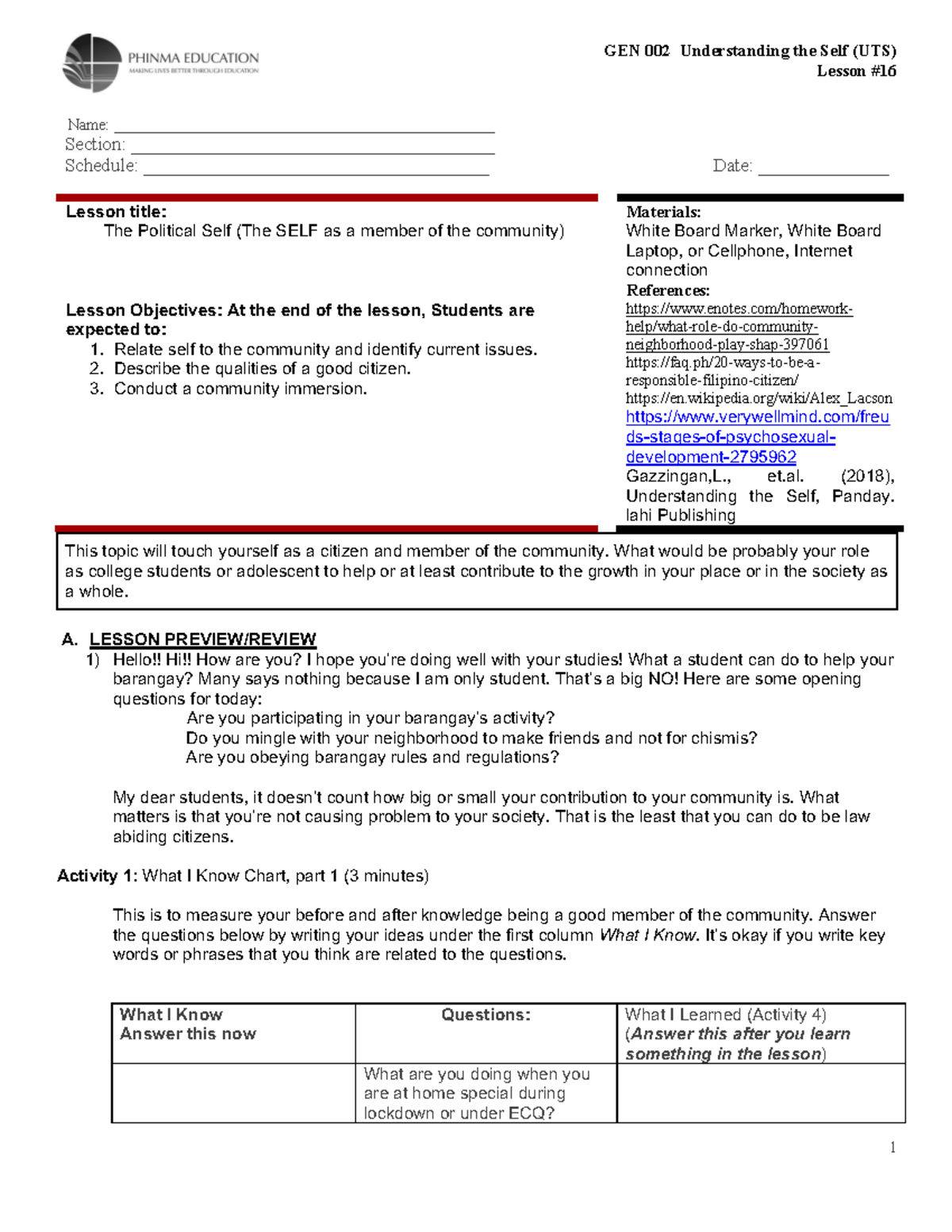 GEN 002 DAY 20 Lesson 16 - N/A - Lesson # 16 Name